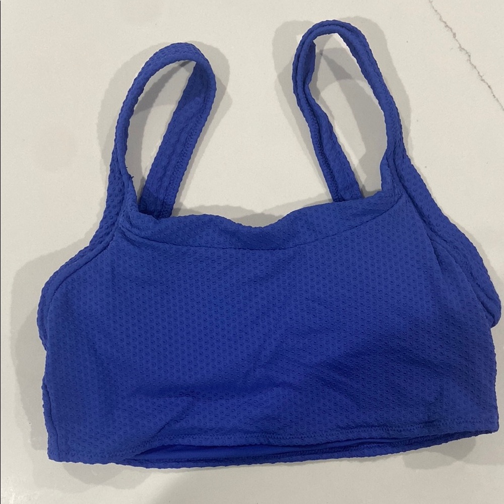 Aerie Blue Bikini With Ribbed Texture And Wide Straps - Gem